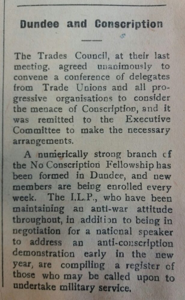 WAR RESISTERS AND THE ILP IN DUNDEE – PART 1 - Culture Perth & Kinross